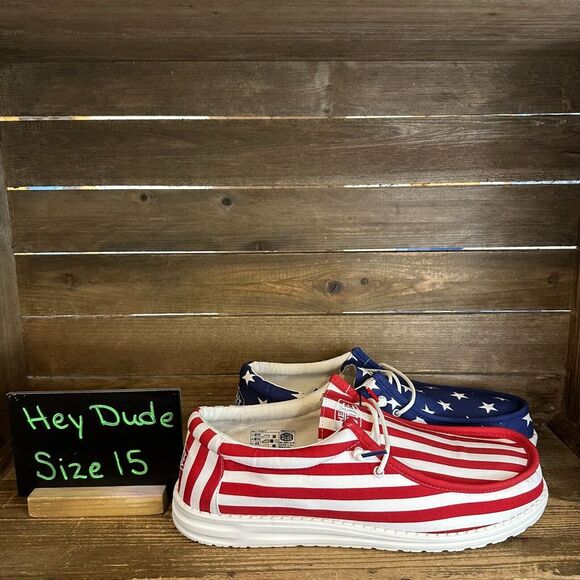 Hey Dude | Shoes | New Nib Mens Hey Dude Wally Patriotic Usa Flag Slip ...